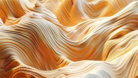 Abstract Wave Patterns In Shades Of Gold And Cream Displayed On A Textured Surface Under Soft