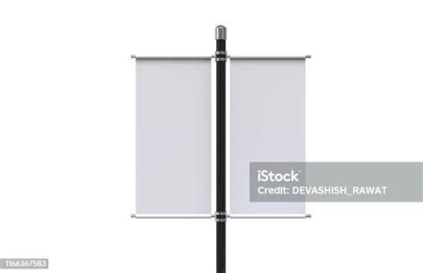 디자인 프리젠 테이션 3d 그림에 대한 준비가 고립 된 흰색 배경에 빈 극 배너 모형 템플릿 기둥에 대한 스톡 사진 및 기타 이미지 Istock