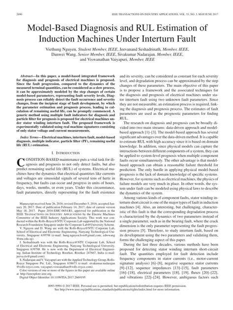 Pdf Model Based Diagnosis And Rul Estimation Of Induction Machines Under Inter Turn Fault