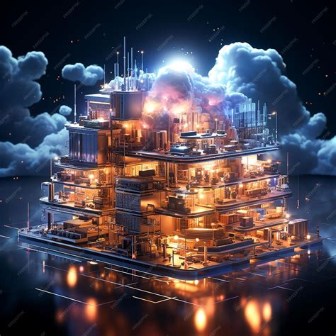 Premium Ai Image A Conceptual Illustration Depicting Cloud Networking Automation Ai Cloud