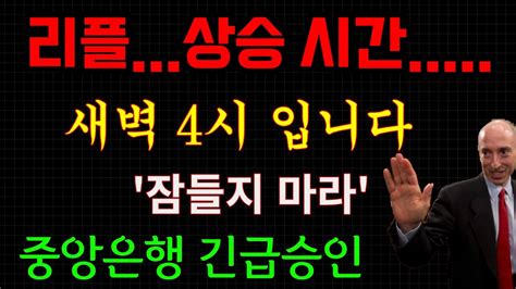 리플상승시간 공개 새벽4시잘보세요분명 말합니다중앙은행 긴급승인 미쳤다 Youtube