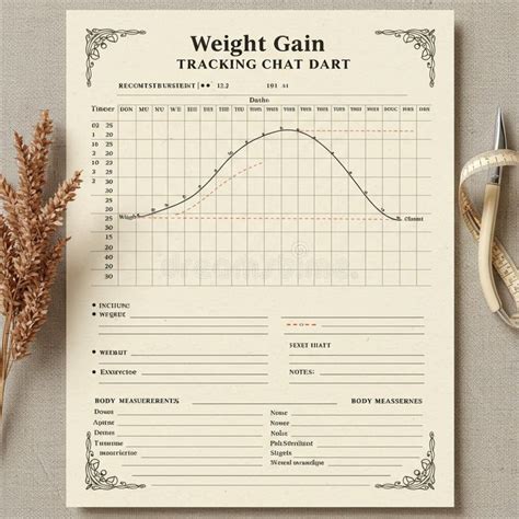 Weight Gain Tracking Chart On Beige Paper Featuring A Graph With A