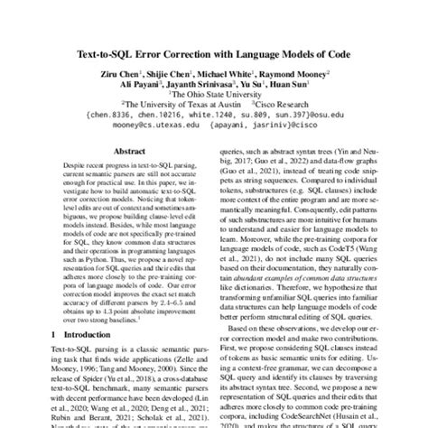 Text To Sql Error Correction With Language Models Of Code Acl Anthology