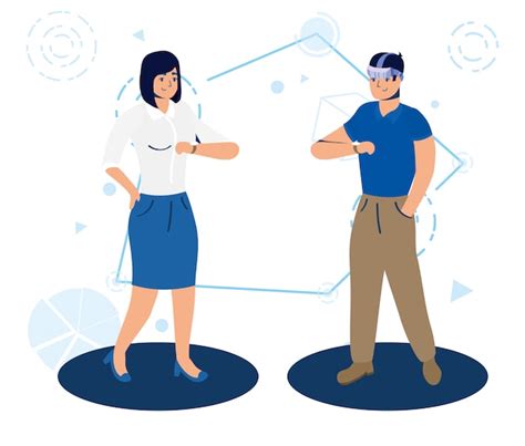 Premium Vector Couple Using Augmented Reality Technology