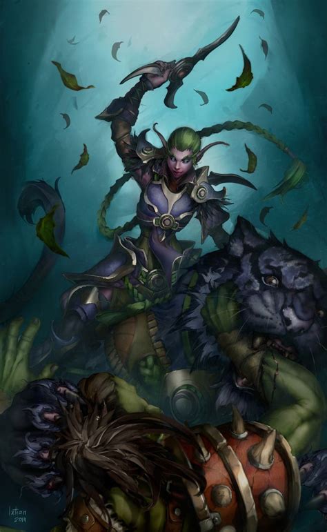 Artstation Night Elf Huntress Den Rodichev Night Elf Warcraft Art