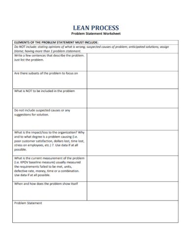 FREE Lean Problem Statement Samples In PDF DOC