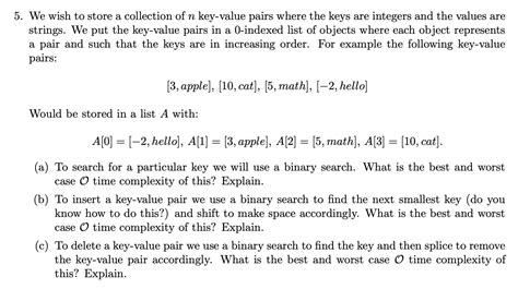 Solved We Wish To Store A Collection Of N Key Value Pairs Chegg Com