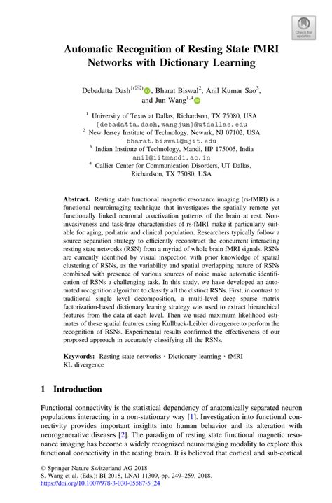 Pdf Automatic Recognition Of Resting State Fmri Networks With Dictionary Learning