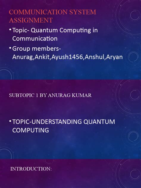 Communication System Assignment Pdf Quantum Computing Computer