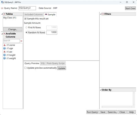 Solved Sub Sample Randomly From A Column Jmp User Community