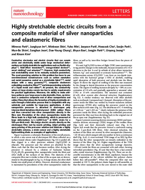 Pdf Highly Stretchable Electric Circuits From A Composite Material Of Silver Nanoparticles And