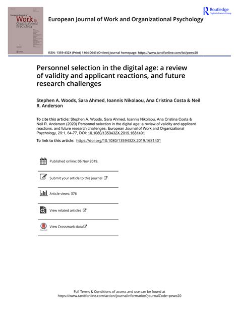 Pdf Personnel Selection In The Digital Age A Review Of Validity And