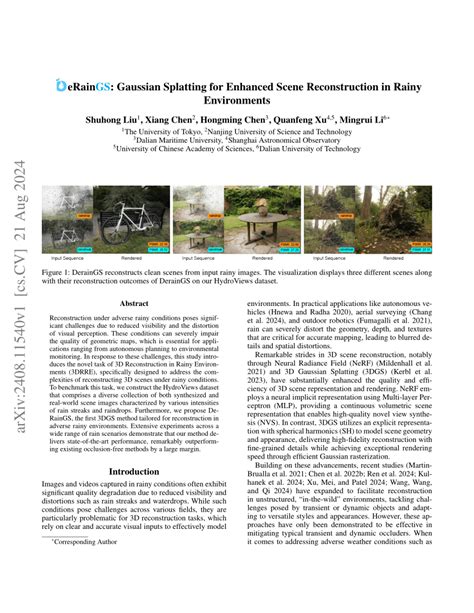 Pdf Deraings Gaussian Splatting For Enhanced Scene Reconstruction In Rainy
