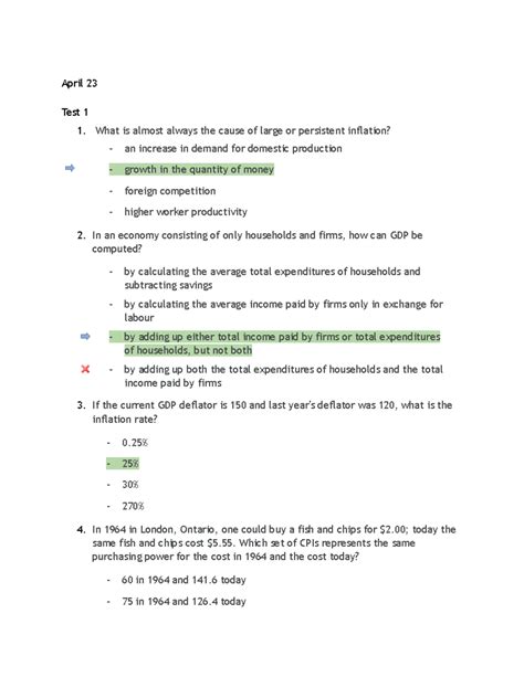 Econ Practice Test April 23 Test 1 What Is Almost Always The Cause Of Large Or Persistent