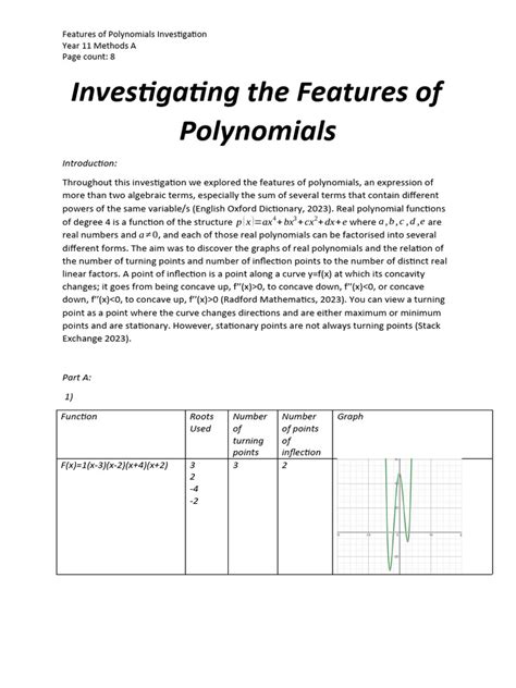 Investigating The Features Of Polynomials Pdf Factorization Polynomial