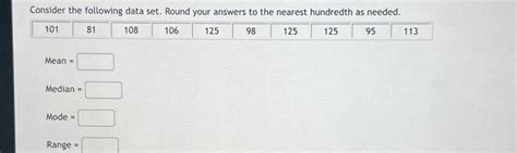 solved consider the following data set round your answers