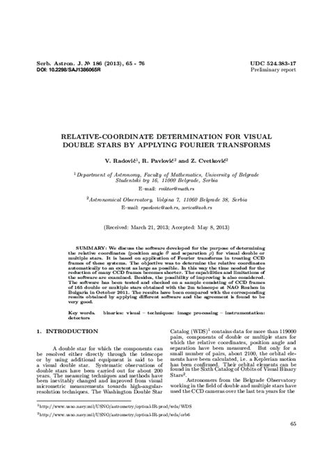 pdf automated relative coordinate measurement for visual double stars