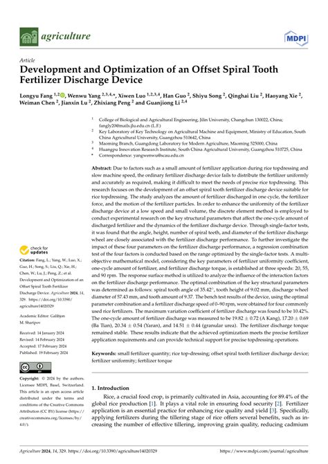 Pdf Development And Optimization Of An Offset Spiral Tooth Fertilizer