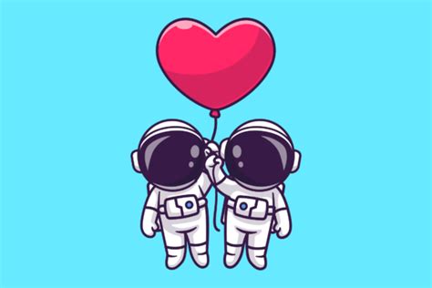 Cute Couple Astronaut Floating With Love Graphic By Catalyststuff Creative Fabrica