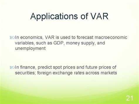 Vector Autoregression Overview Vector Autoregression VAR Model