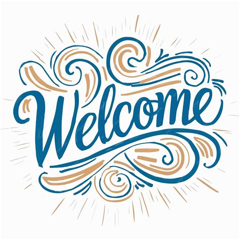 Decorative Welcome Typography With Playful Font On White Background