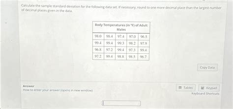 Solved Calculate The Sample Standard Deviation For The Chegg