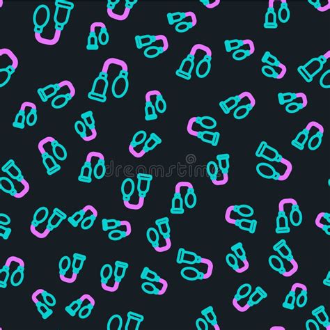 Line Penis Pump Icon Isolated Seamless Pattern On Black Background Penis Enlarger Sex Toy For