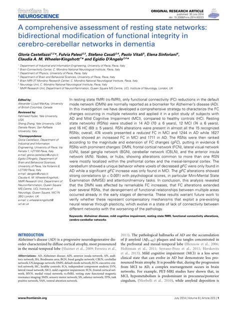 Pdf A Comprehensive Assessment Of Resting State Networks Bidirectional Modification Of