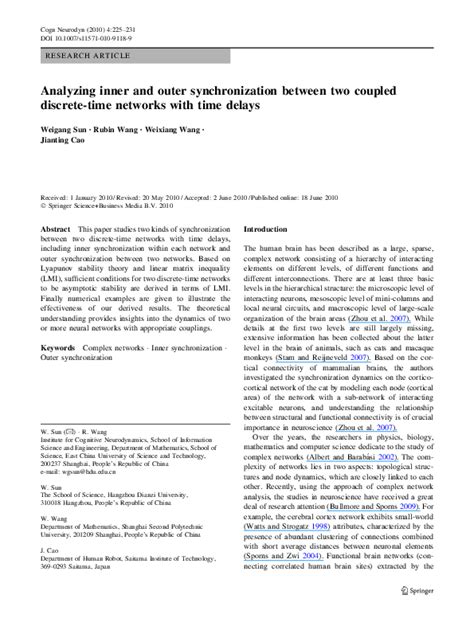pdf analyzing inner and outer synchronization between two coupled