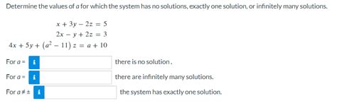 solved determine the values of a for which the
