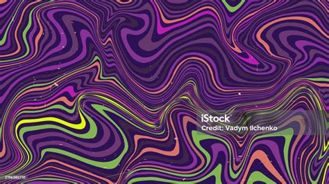 벡터 일러스트 레이 션 사이키델릭한 물결 모양으로 추상적인 다채로운 파도 여러 가지 빛깔의 대리석 질감입니다 웹 배너 가로 배경 화면 또는 그루비한 배경에 대한 액체 왜곡