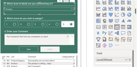 using dropdowns for user input in translytical task flows downhill data