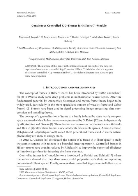 Pdf Continuous Controlled K G Frames For Hilbert C Module