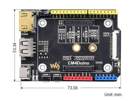 Waveshare Arduino Compatible Base Board For Raspberry Pi Compute Module HDMI USB M Slot