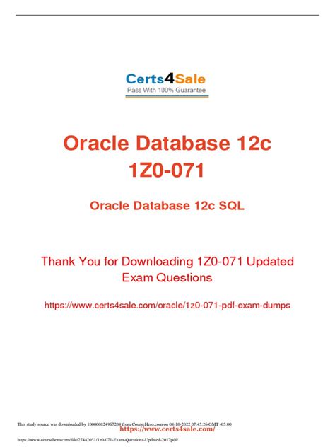 1z0 071 Exam Questions Updated 2017 Pdf Pdf Sql Software