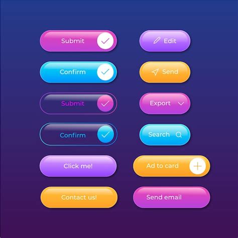 Premium Vector Gradient Colorful Web Button Set