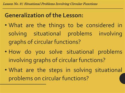 Lesson No 9 Situational Problems Involving Graphs Of Circular Functions Pptx