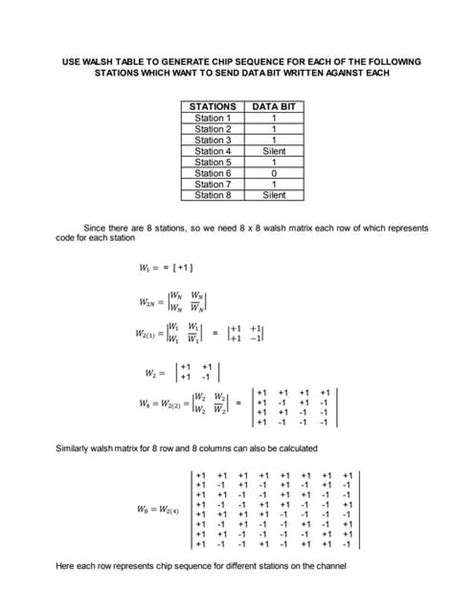 cdma use walsh table to generate chip sequence docx