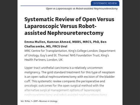 Reviews In Urology Volume 19 No 1 2017systematic Review Of Open Versus Laparoscopic Versus