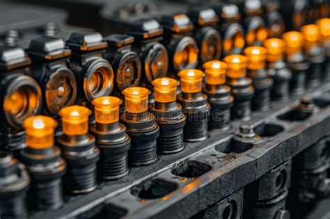 Vibrant Illuminated Fiber Optic Connector Transmitting Signals With Dynamic Lights Stock