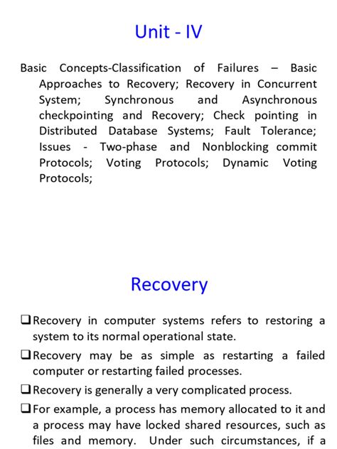 4th Unit Topics Recovery Pdf Process Computing Computer Data