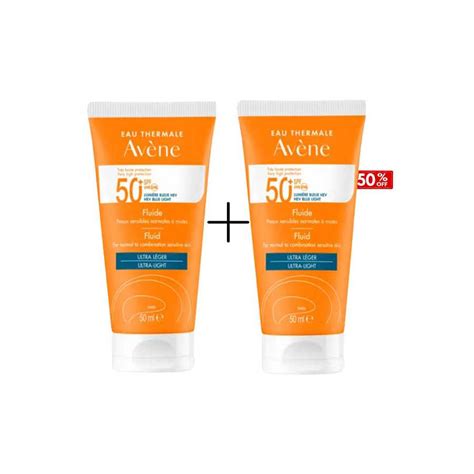 Avene Sunblock Fluid Spf50 50ml Duo Offer Sifsaf