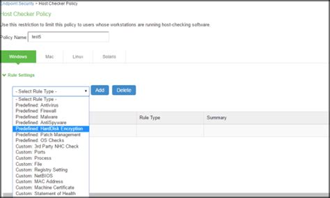Configuring Host Checker Policy