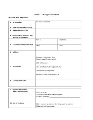 Fillable Online Aps Application Form Fax Email Print PdfFiller