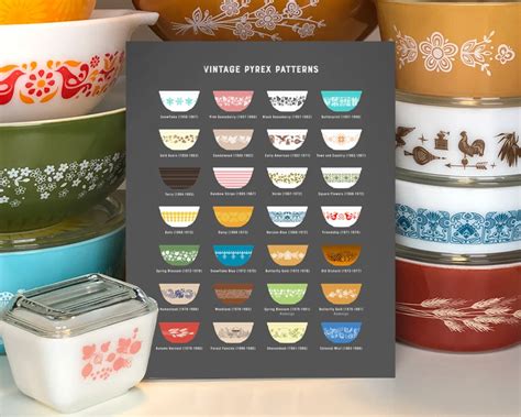 Vintage Pyrex Patterns Chart Etsy Australia