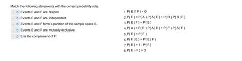 Solved Match The Following Statements With The Correct Chegg
