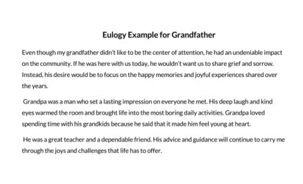 Heartfelt Eulogy Templates Father Mother Friend