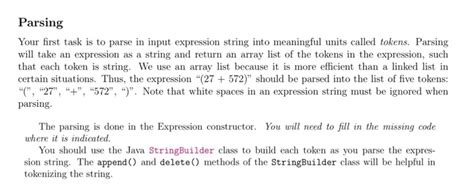 Solved Parsing Your First Task Is To Parse In Input Chegg