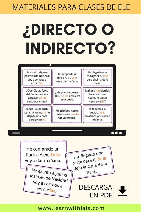 Complemento Directo O Indirecto Spanish Classroom Learning Spanish Love Job