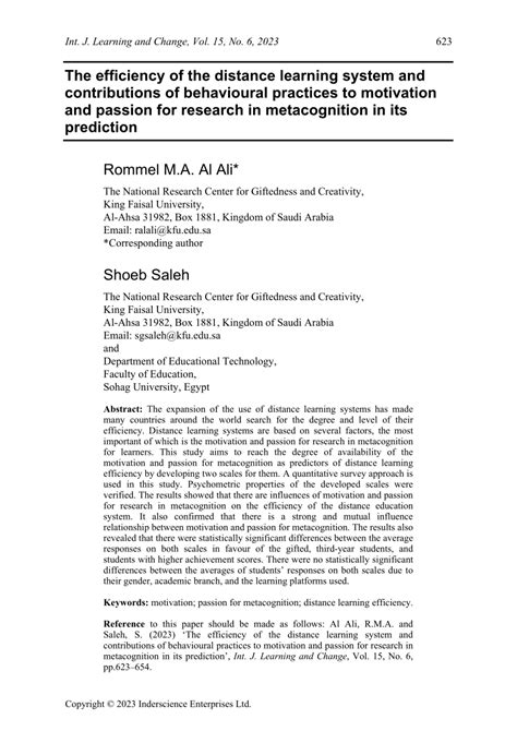 Pdf The Efficiency Of The Distance Learning System And Contributions Of Behavioural Practices